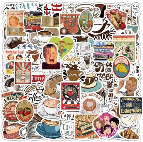 Amazon.com: Sixberry 100 Pcs Vintage Coffee Stickers, Vinyl Waterproof ...
