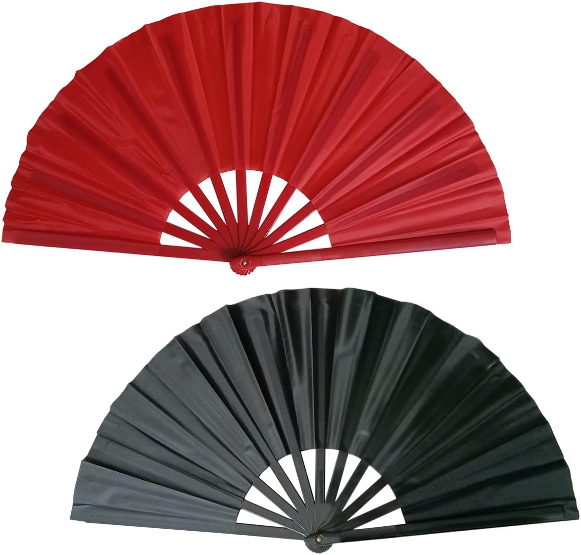 Amazon.com: 2 Set of Large Folding Fan Handheld Nylon Cloth Foldable ...