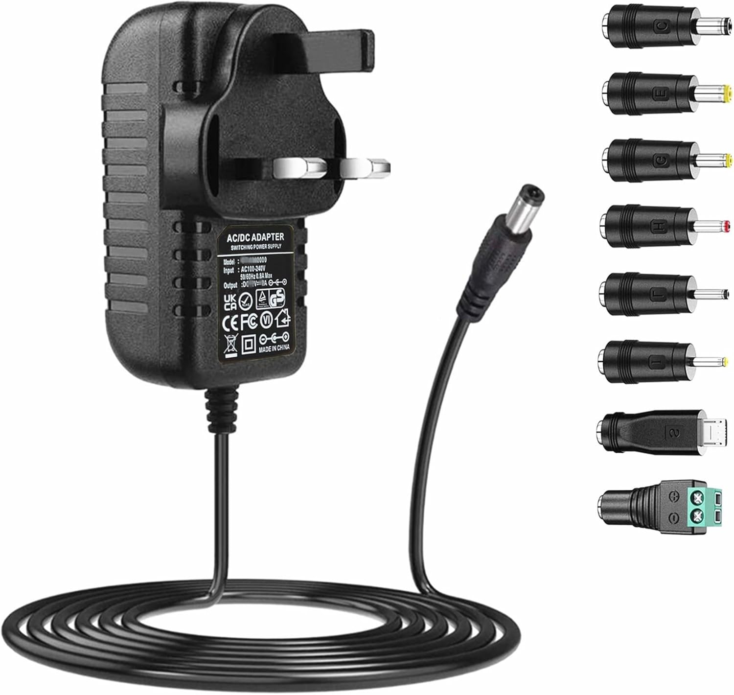 SZZKtech 12v ac adapter power supply charger with 8 DC plug tips ac to ...