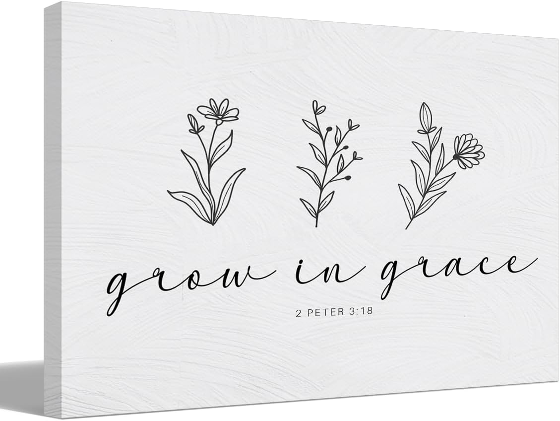Amazon.com: BIWSHA Inspirational Bible Verse Wall Art,Grow in Grace ...
