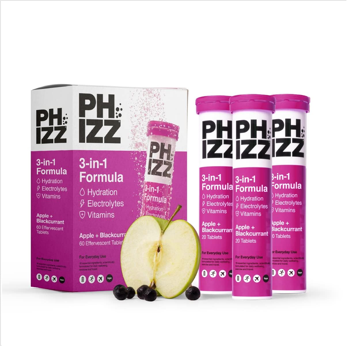 Phizz Electrolytes, Multivitamin & Hydration Tablets - 60 Effervescent ...