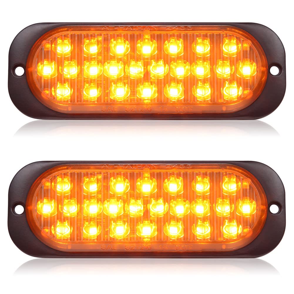 Pack of 2 Aluminum Housing 24 Amber LED Trailer Stop Brake Turn Tail ...