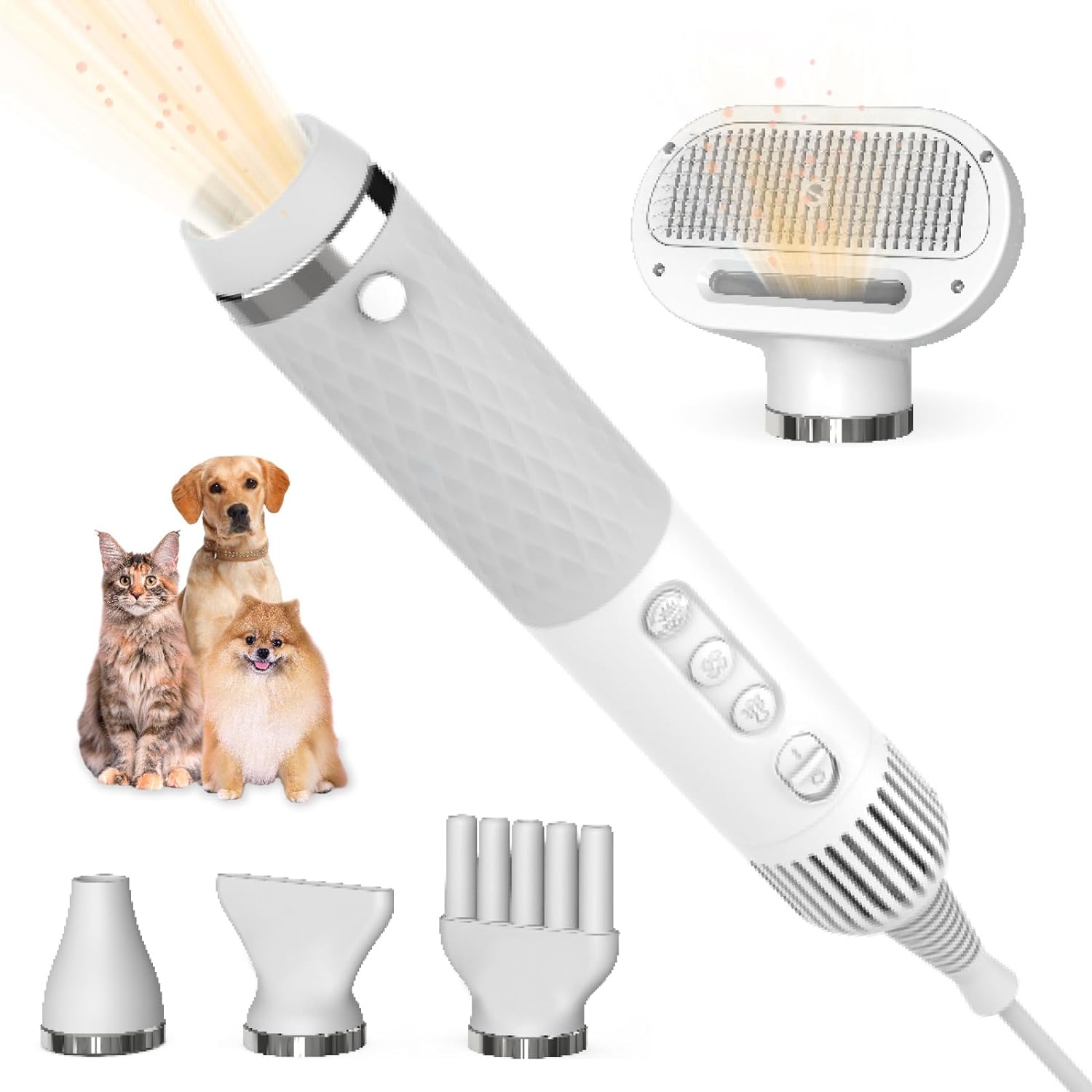 KUUBIA RK58 5-in-1 Dog Hair Dryer 900W Blower and Brush in One for Dogs ...
