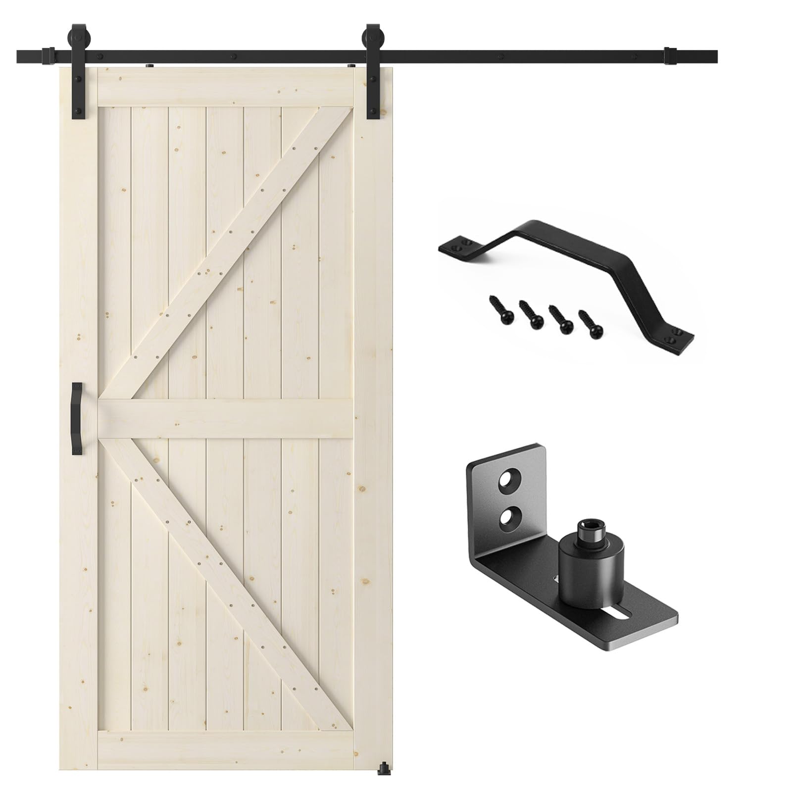 GOLDENPOLEY 42in x 84in Sliding Barn Door with 7 FT Barn Door Hardware ...