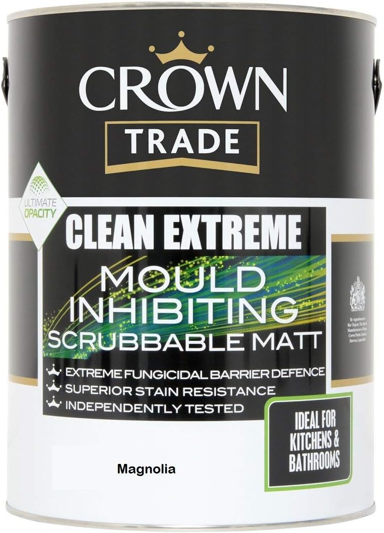 Crown Trade Clean Extreme Mould Inhibiting Matt Magnolia 5L : Amazon.co ...