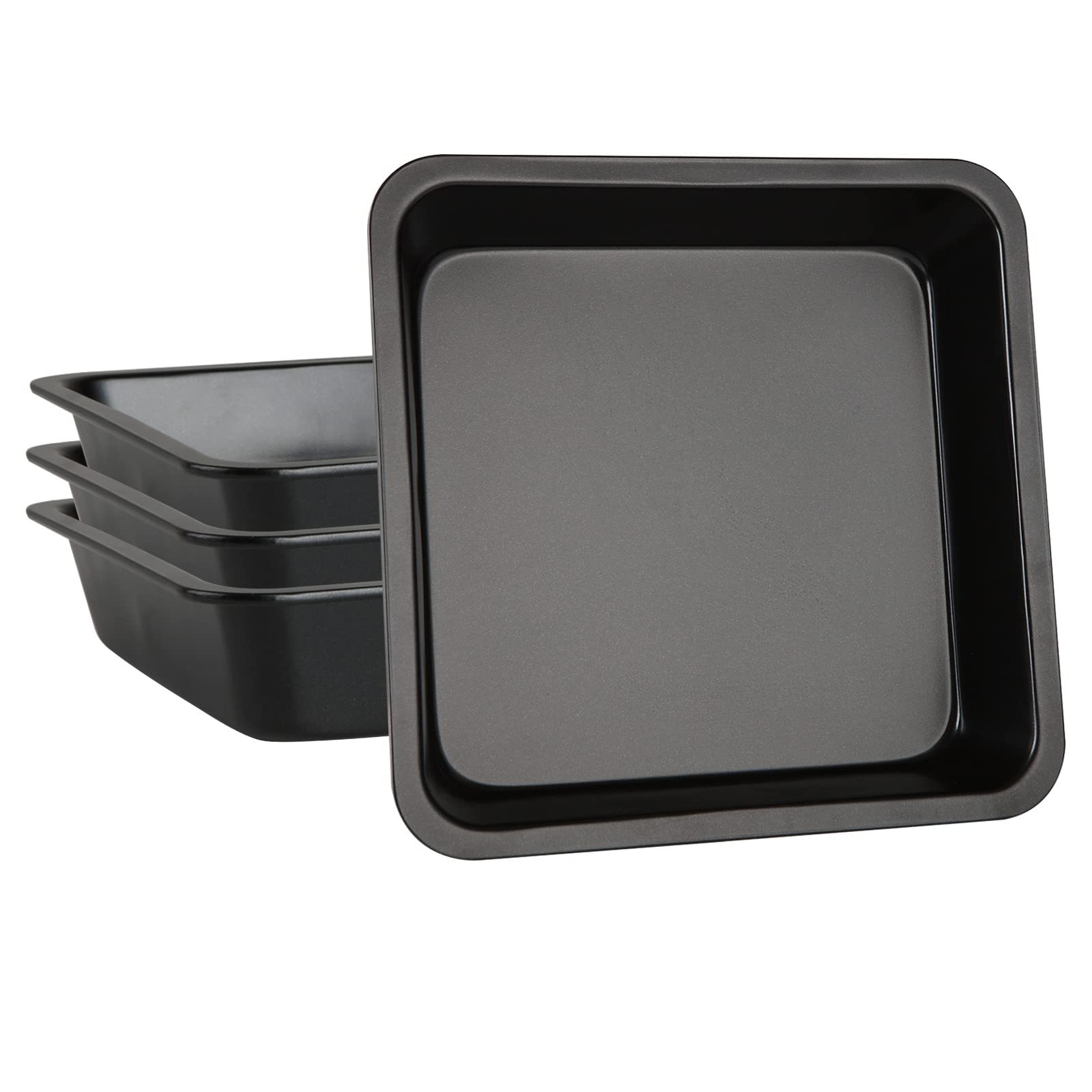 LOLYSIC 4Pcs Square Cake Tins, 8 x 8 Inch Non Stick Square Baking Tins ...