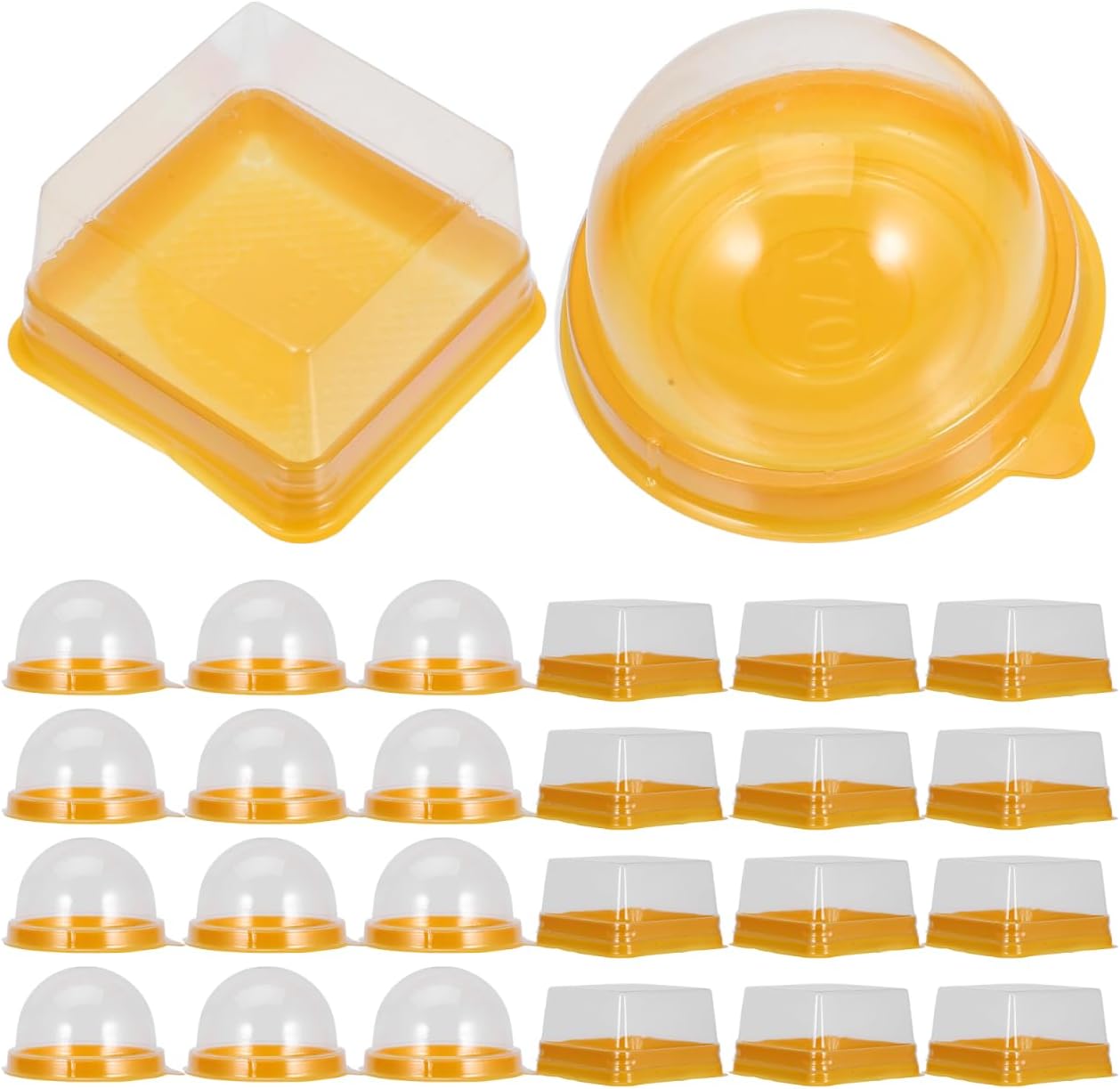 100 Pack Clear Plastic Mini Cake Box, Single Cupcake Container with ...