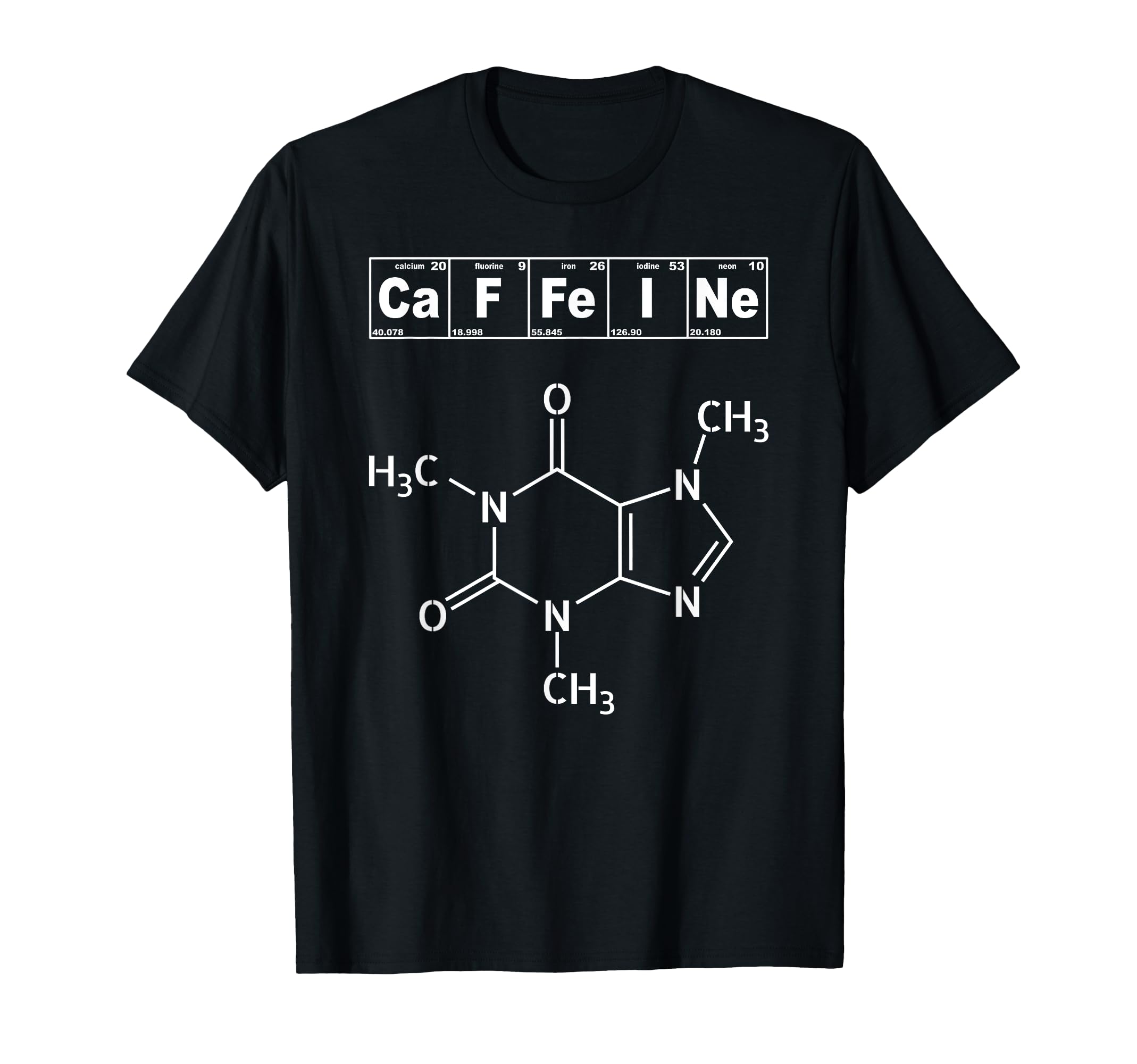 Amazon.com: Caffeine Molecule Shirt - Caffeine Periodic Table Gift T ...