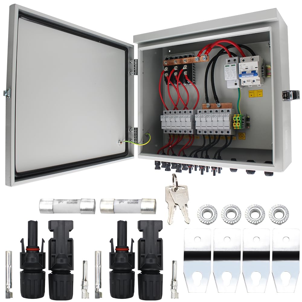 Amazon.com: AIRTAK 6 String Dual lnsurance PV Combiner Box Solar ...