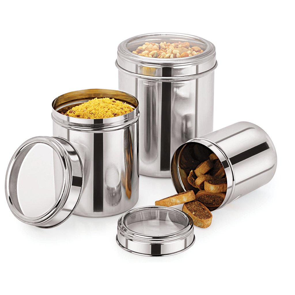 Buy Neelam Stainless Steel See Through Container Set with Lid, 3-Pieces ...