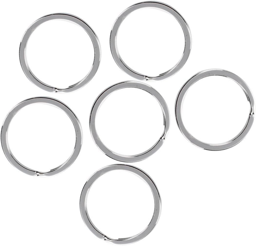 6 Pcs Silver Tone Metal Flat Split Rings Keyrings Keychains Keys Holder ...