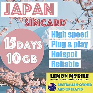Lemon Mobile Japan Travel SIM Card 15 Days 10GB High-Speed Data | Hotspot Supported | Plug and ...