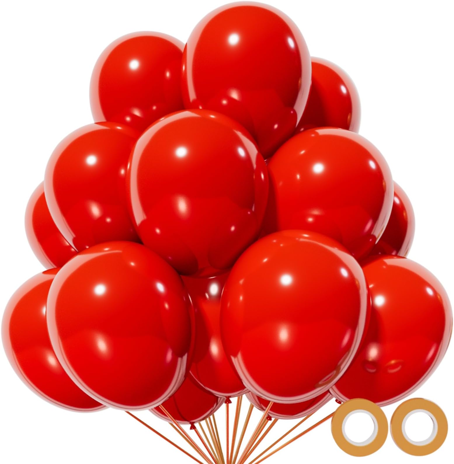 Amazon.com: 60 Pack Red Balloons + Red Confetti Balloons w/Ribbon | Red ...