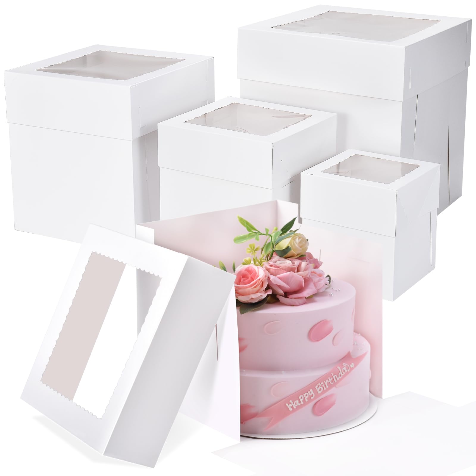 Amazon.com: KPOSIYA 16 Pcs Tall Cake Boxes in 4 Sizes: 12x12x12 ...
