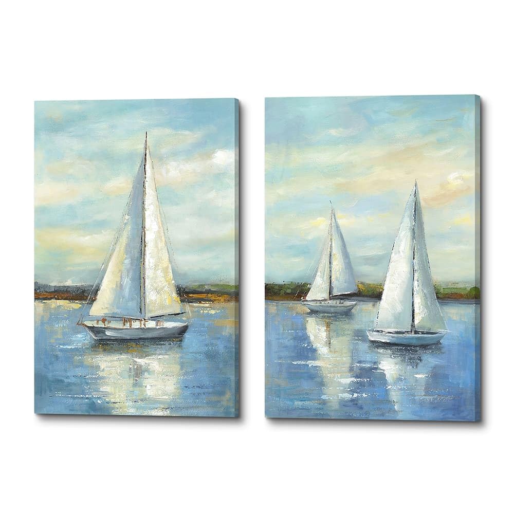 Amazon.com: 2 Piece Sailboat Canvas Wall Art: Ocean Nautical Picture ...