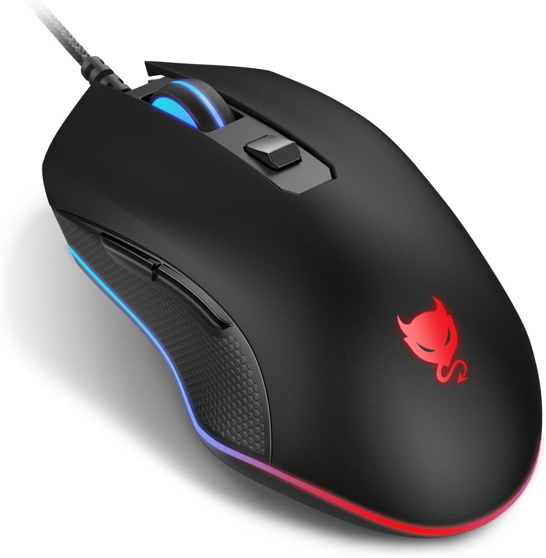 Redimp LED Mouse USB Con Cavo 6 Tasti Luce Gradiente 4 Livelli DPI ...