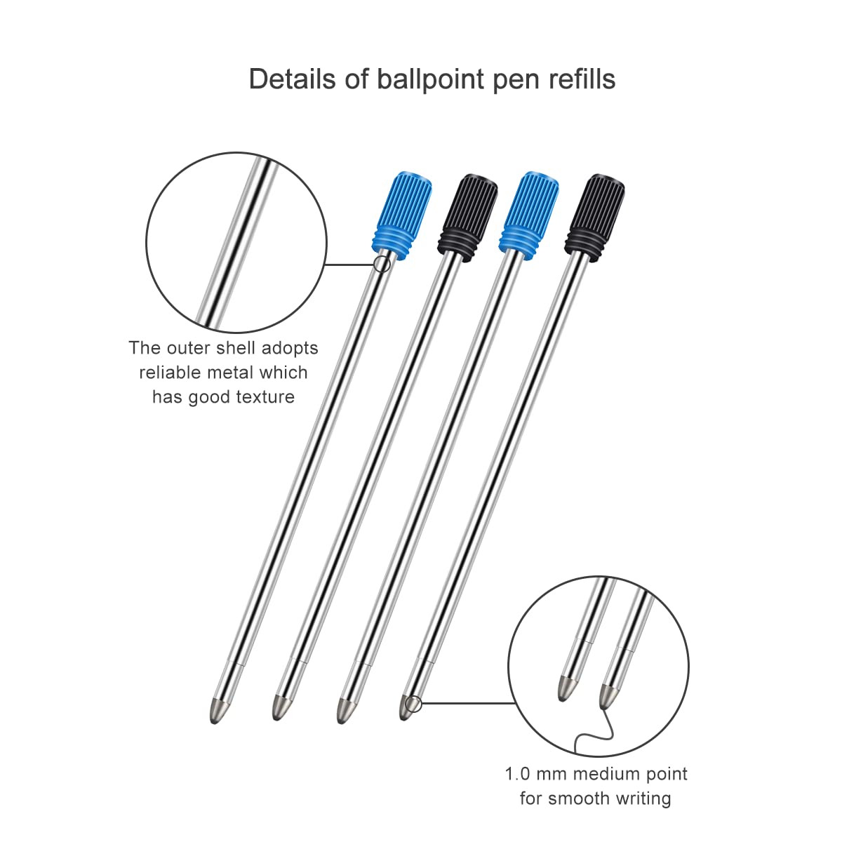 Snapklik.com : Ballpoint Pen Refills Pack Of 20, Smooth Writing 2.75 ...