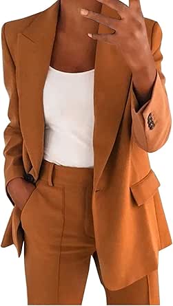 Amazon.com: Womens 2 Piece Blazer Suits Casual Open Front Long Sleeve ...