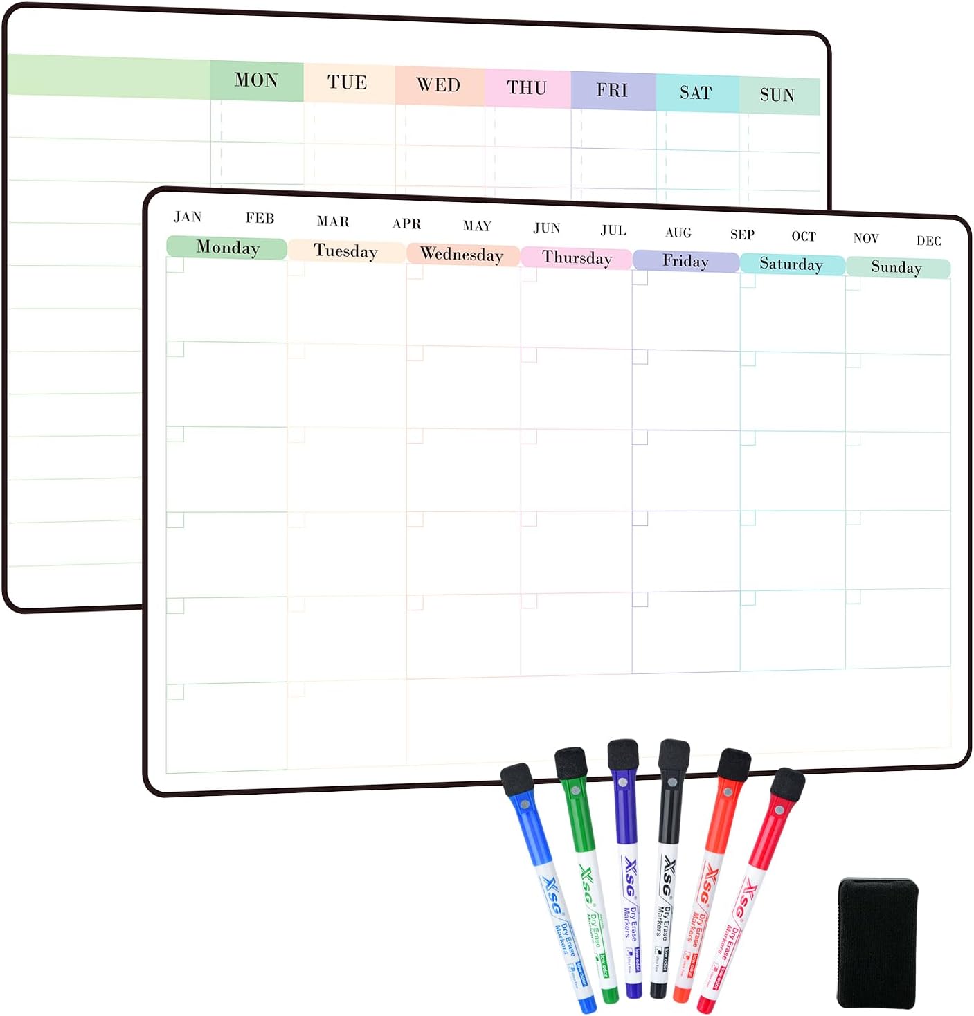 POPRUN A3 Chore Chart & Monthly Planner Whiteboard Calendar for Fridge ...
