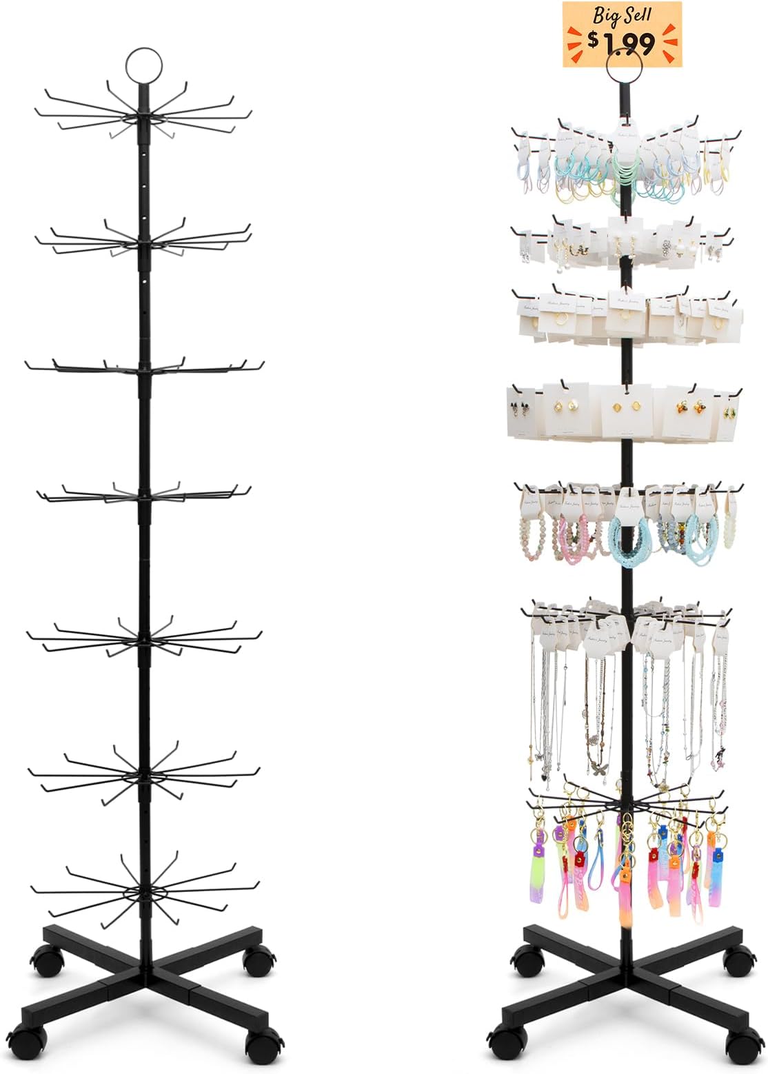 Amazon.com: Rotating Pegboard Display Stand With 24 Hooks - Metal ...