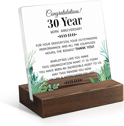 Amazon.com: Juoqg Congratulations 30 Years Work Anniversary Acrylic ...
