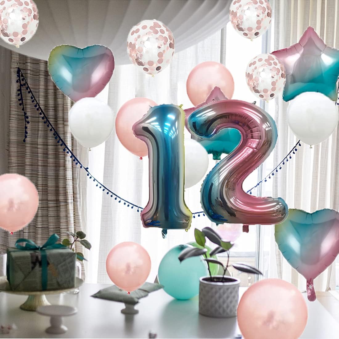 12th Birthday Balloon 12th Birthday Decorations Rainbow 12 Balloons ...