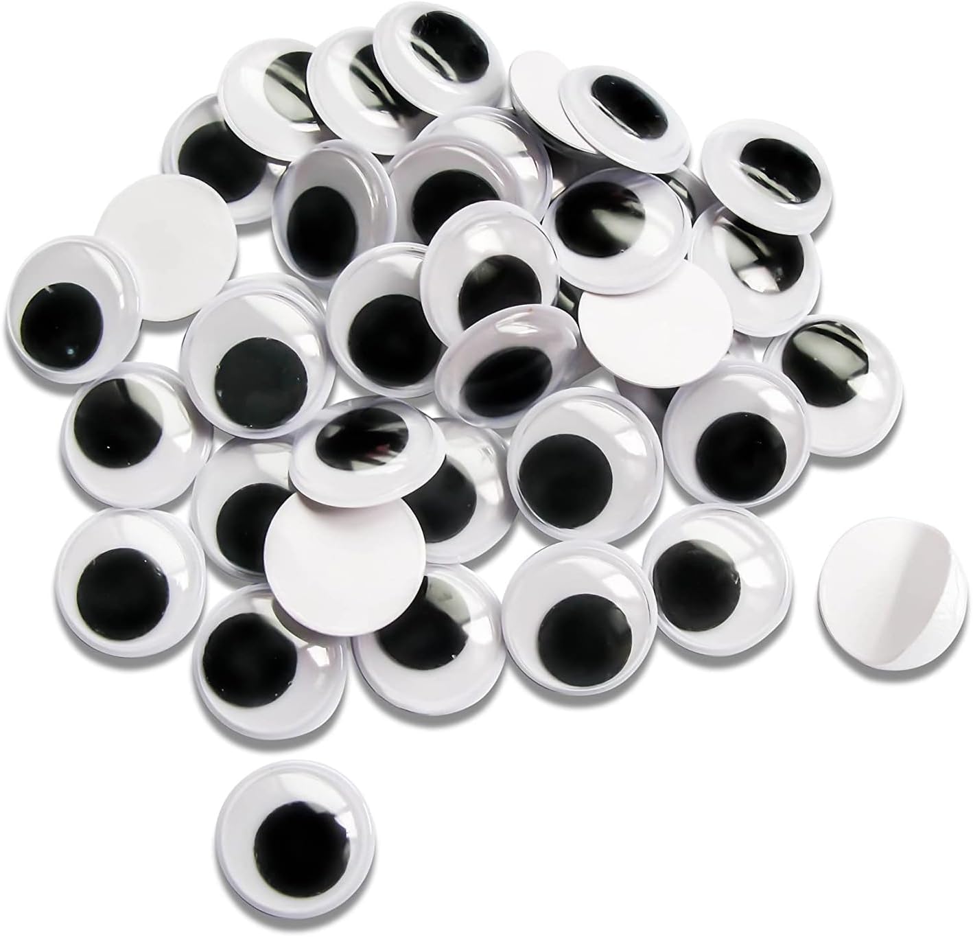 TOAOB 100pcs Large Wiggle Googly Eyes with Self Adhesive Round Black ...
