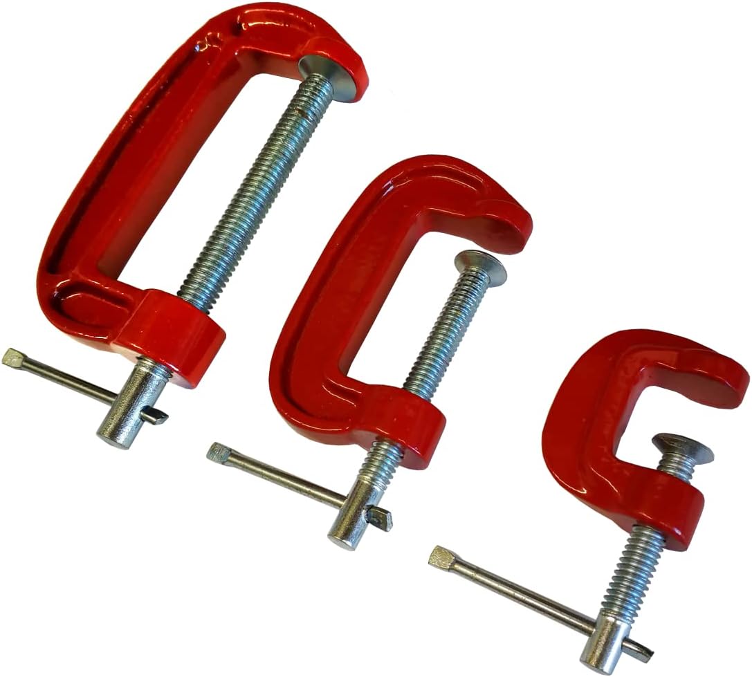 TZ 3Pc Mini G Clamp Set 25mm/50mm/75mm Red Metal Work : Amazon.co.uk ...