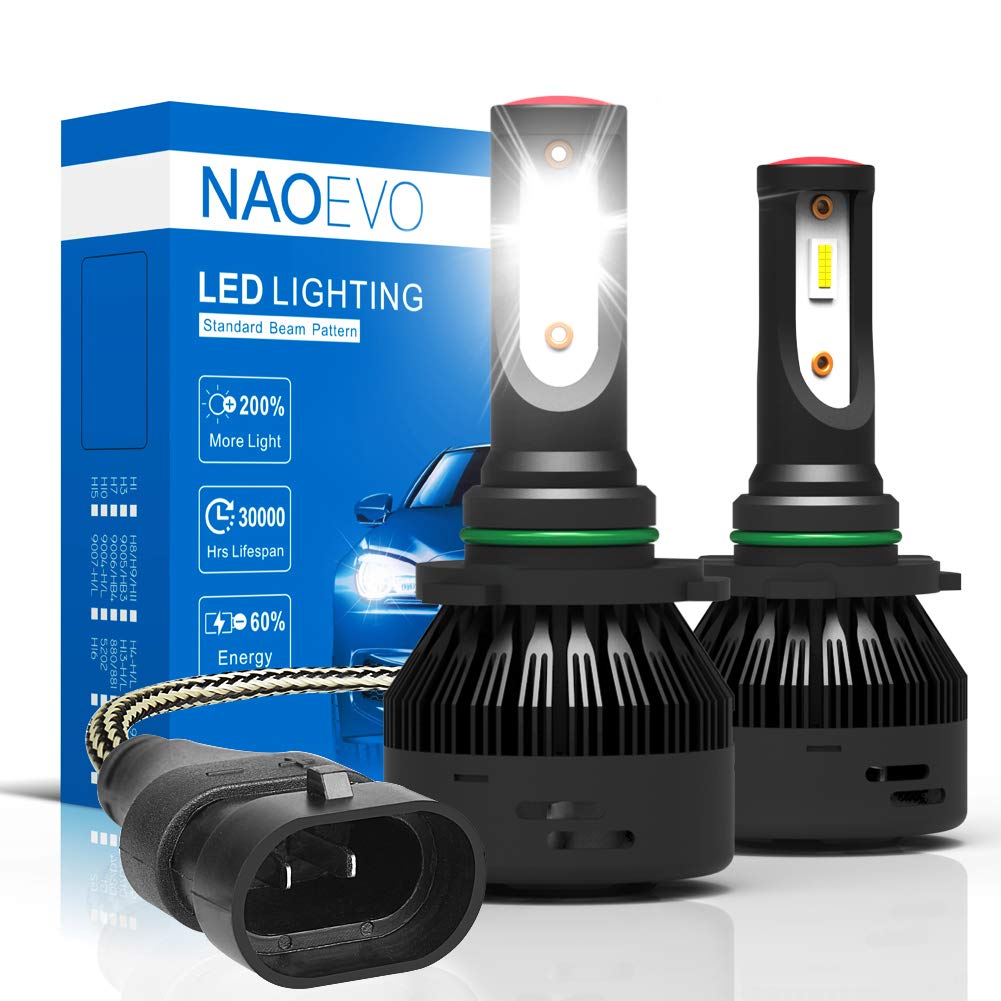 Buy NAOEVO 9006/HB4 LED Headlight Bulbs, 72W 7600Lumens 6000K Cool ...