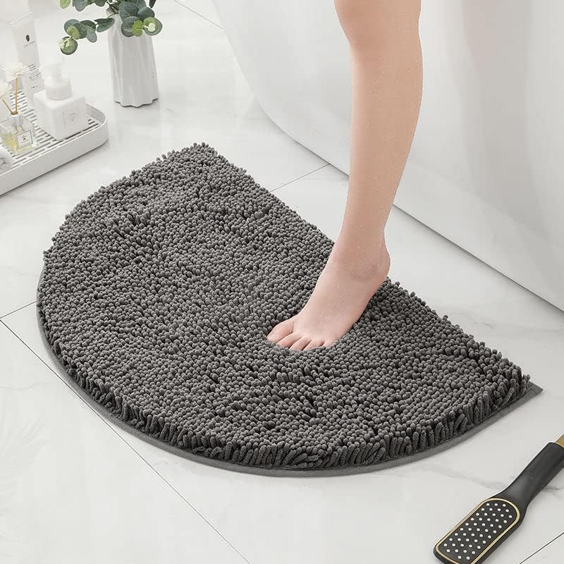 Amazon.com: HYFAN Half Round Microfiber Chenille Non-Slip Bathroom Bath ...