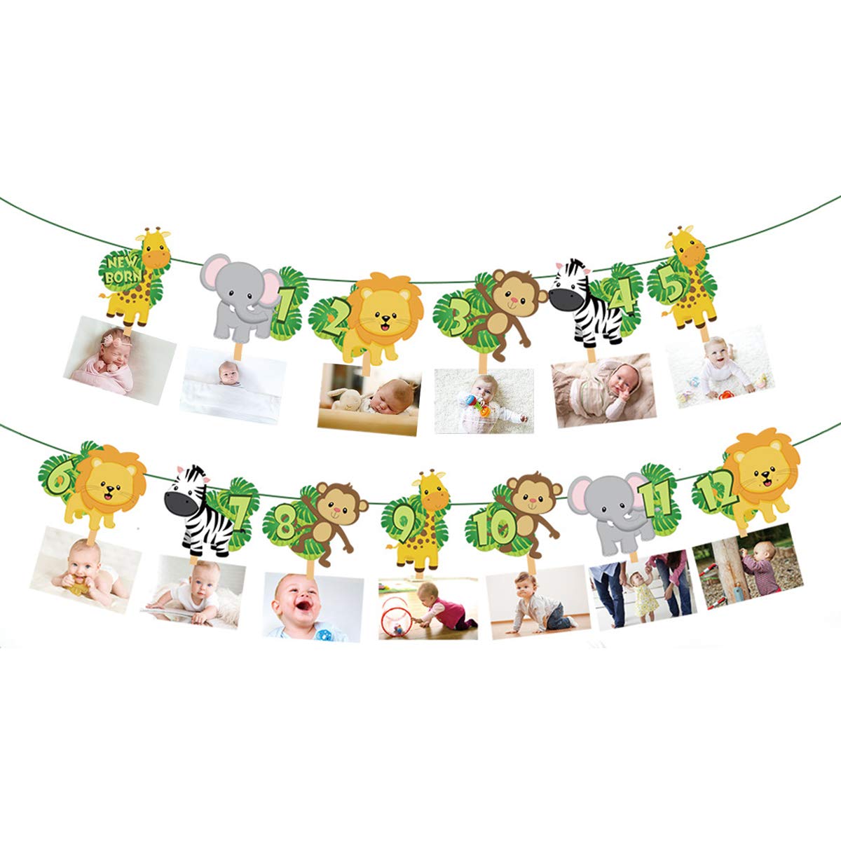 Buy Safari Jungle Animal 1st Birthday Photo Banner Newborn to 12 Month ...
