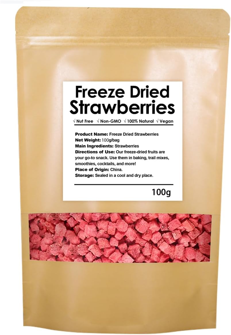 Amazon.com: Premium Freeze Dried Strawberries Pieces - 8.82oz 100% ...