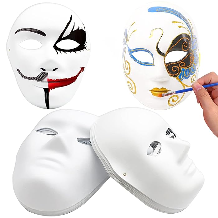 Buy 12 Pack Paper Mache Masks,DIY Full Face Masks,White DIY Paper Masks ...