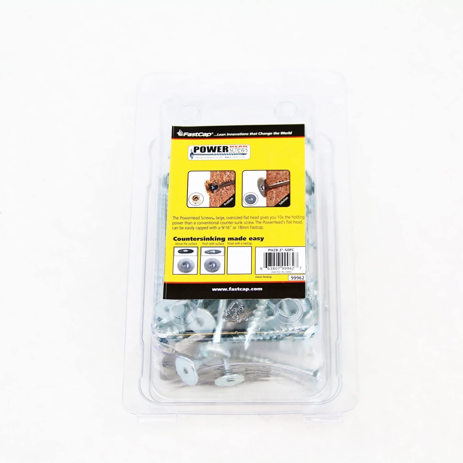 Amazon.com: FastCap PowerHead Wood Screws with Flat Head - Self-Tapping ...