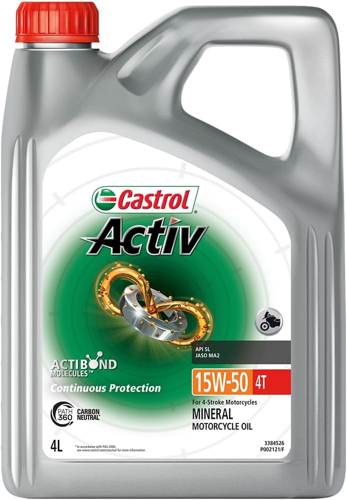 Castrol Activ 15W-50 4T 4 Stroke Motorcycle Engine Oil 4 Litre : Amazon ...