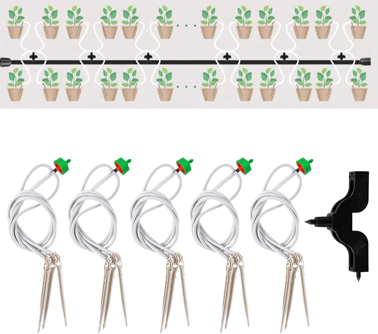 Amazon.com : GANAZONO Drip Emitters Emitters Drip Emitter Stakes 100PCS ...