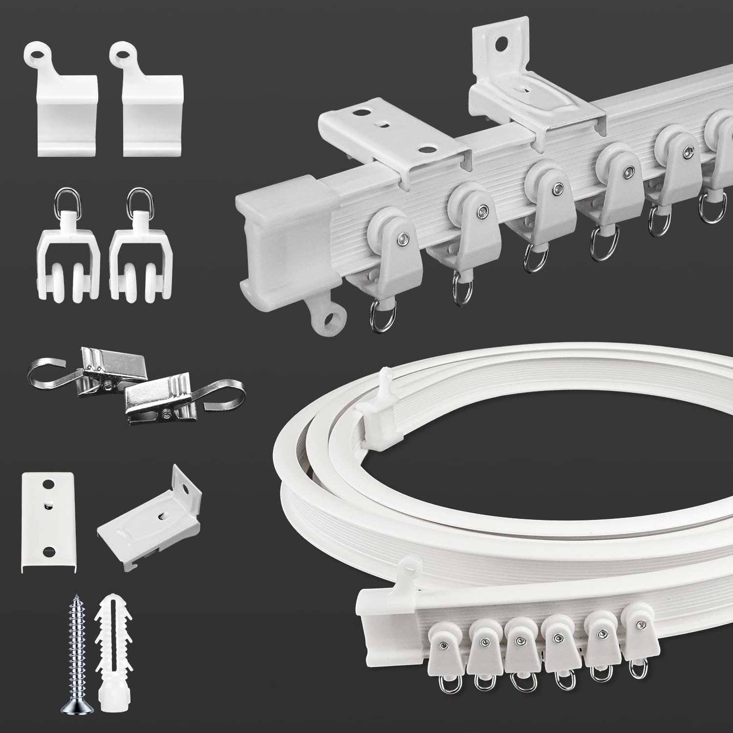 Snapklik.com : 9.8FT Flexible Bendable Ceiling Curtain Track,Curved ...