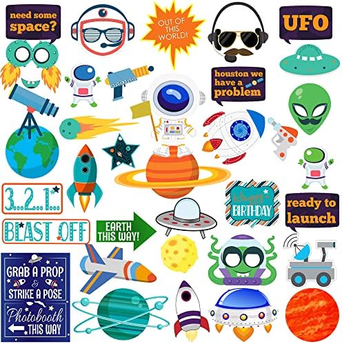 Amazon.com: Outer Space Photo Booth Props, 41pcs Outer Space Party ...