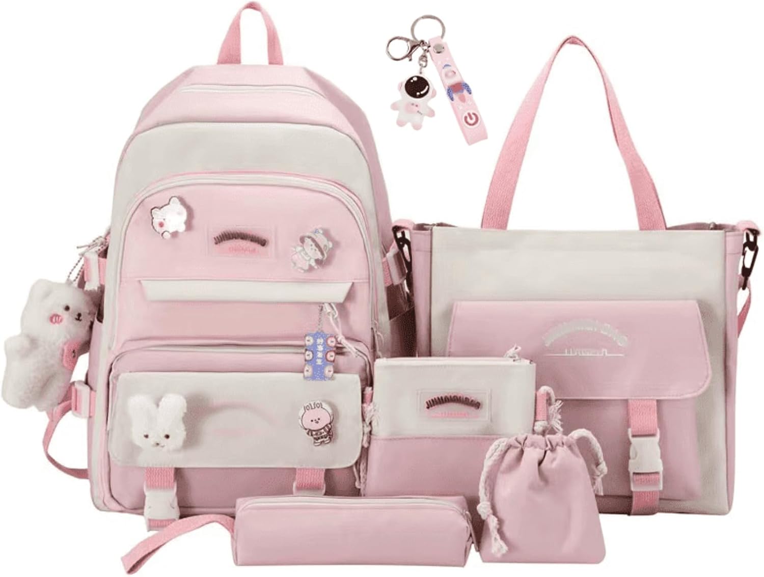 MAVERY 5-piece Cute Kawaii backpack set Back-to-school Stationery bag ...