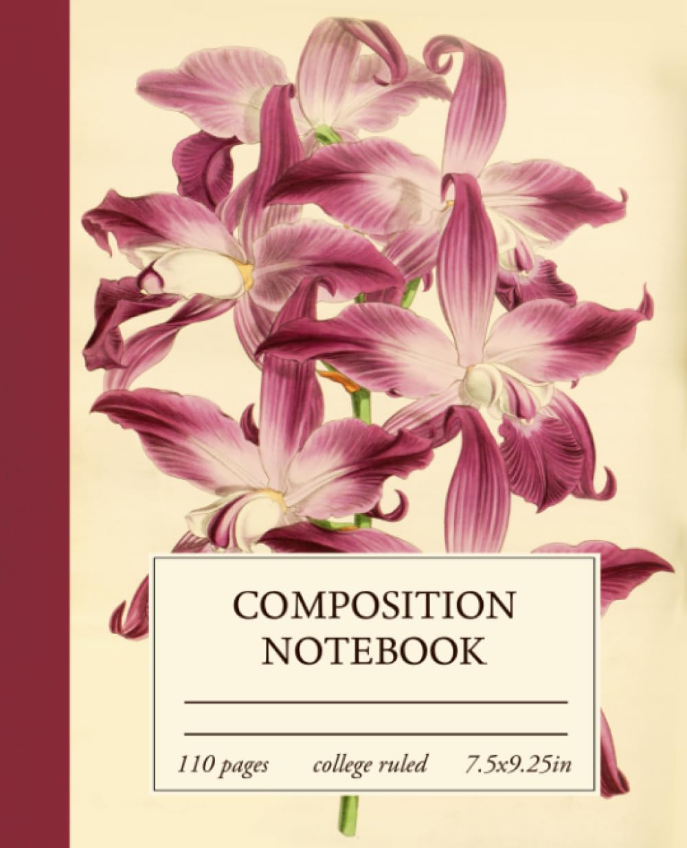 Composition Notebook College Ruled: Pink Orchid Vintage Flower ...