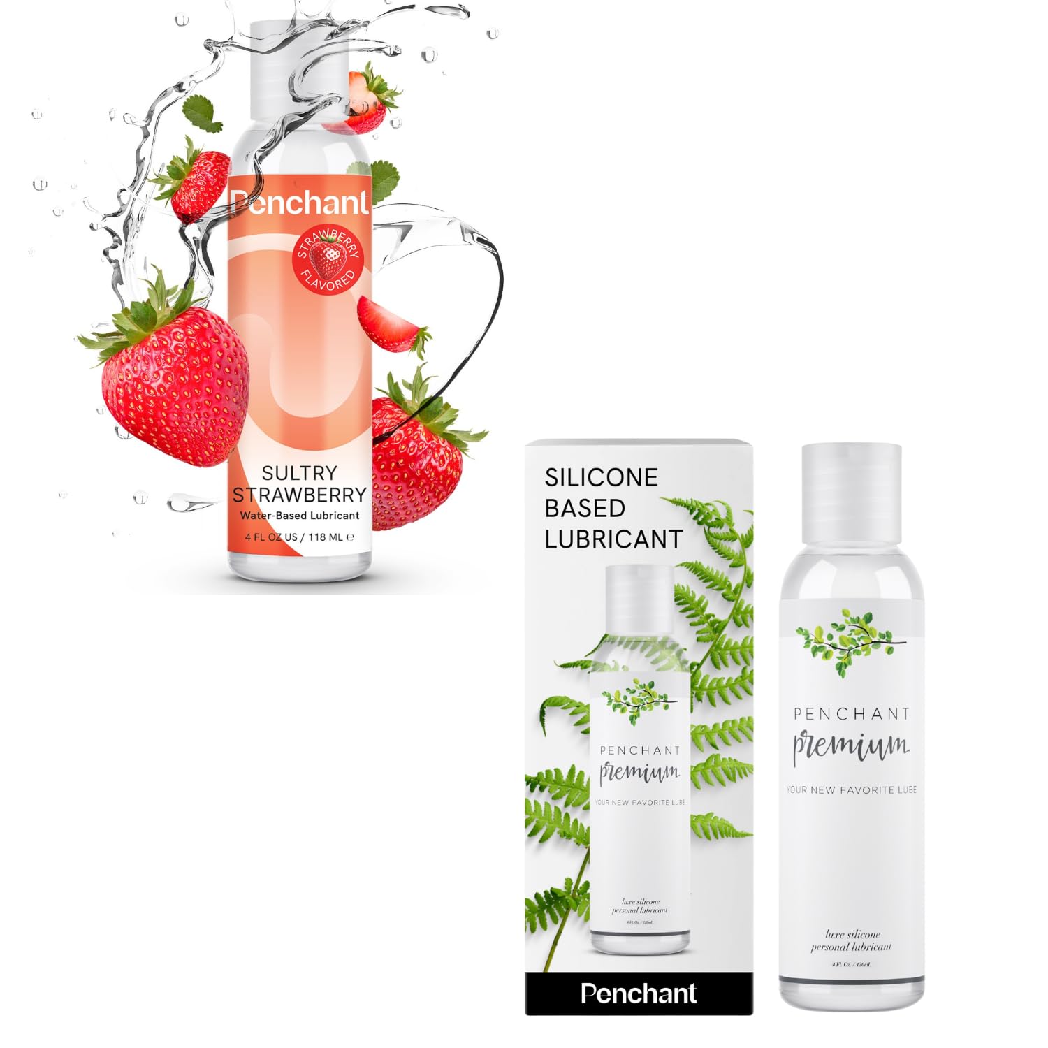 Penchant Premium Silicone Lubricant and Strawberry Flavored Water-Based ...