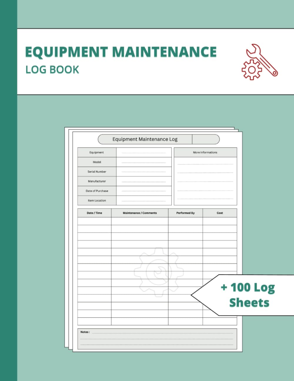 Equipment Maintenance Log Book: Log Index Included / Comprehensive ...