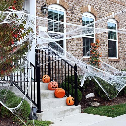 YNOUU 1500sqft Halloween Spider Web Decorations 300g Stretchable ...