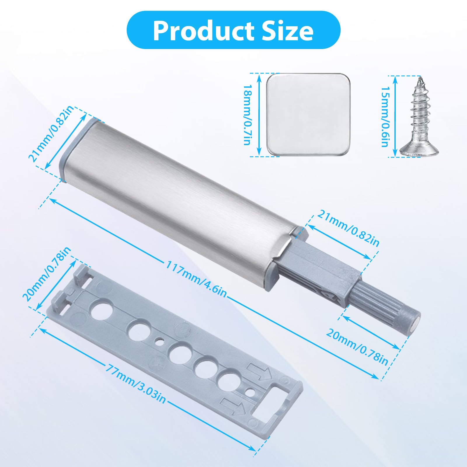 6 Pack Cabinet Push to Open Door Catches Magnetic Cupboard Door Catch ...