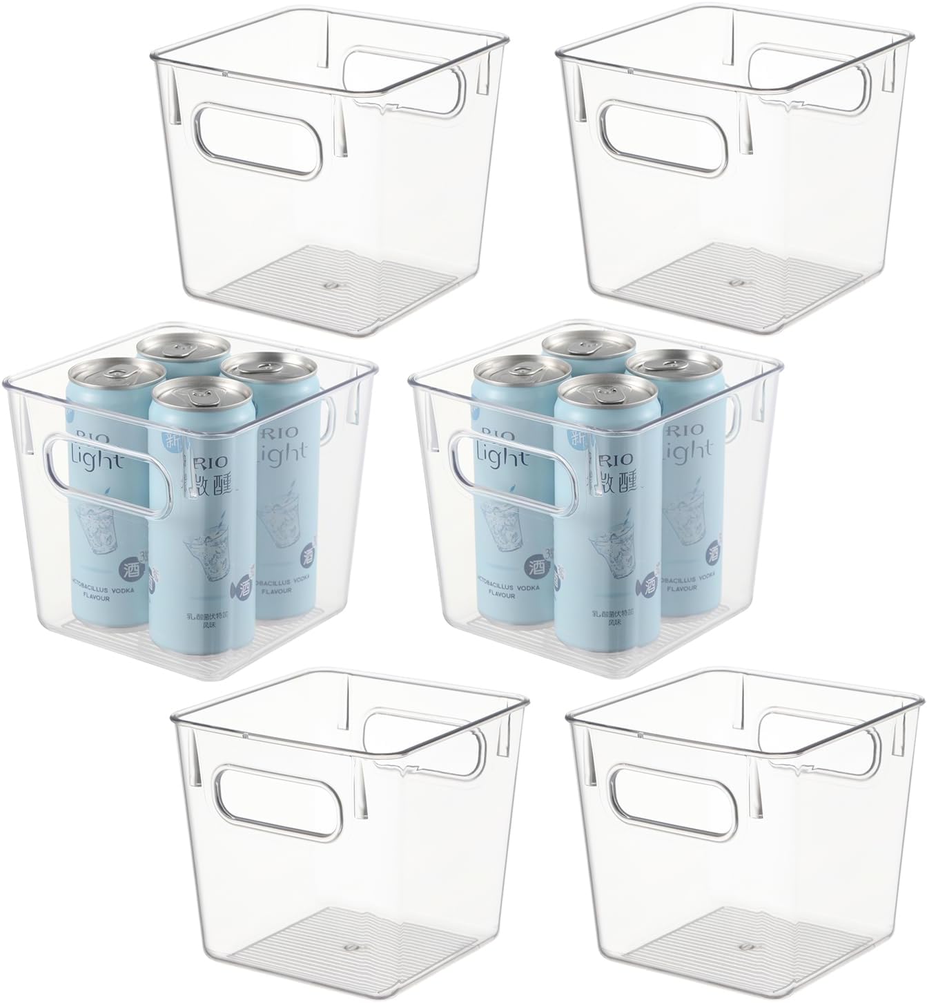 Amazon.com: 6 Clear Plastic Storage Bins Acrylic Organizers, Pantry ...
