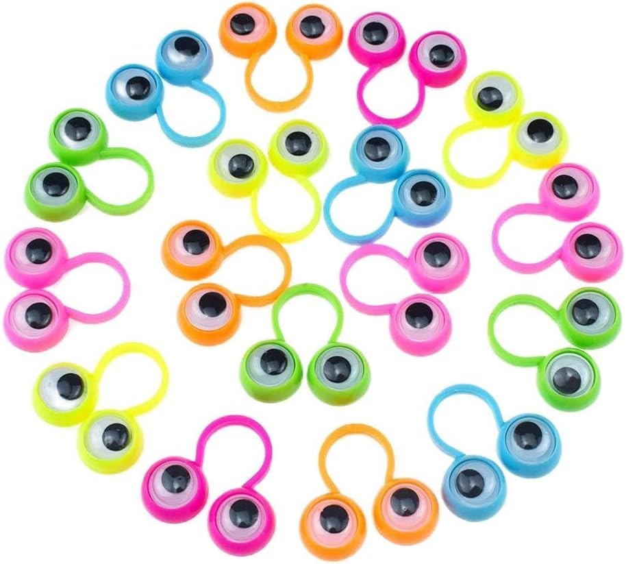 Sorrowso WaTudouYe Kawaii Cartoon Knuckles Rings 50 Pcs Eyeball Ring ...