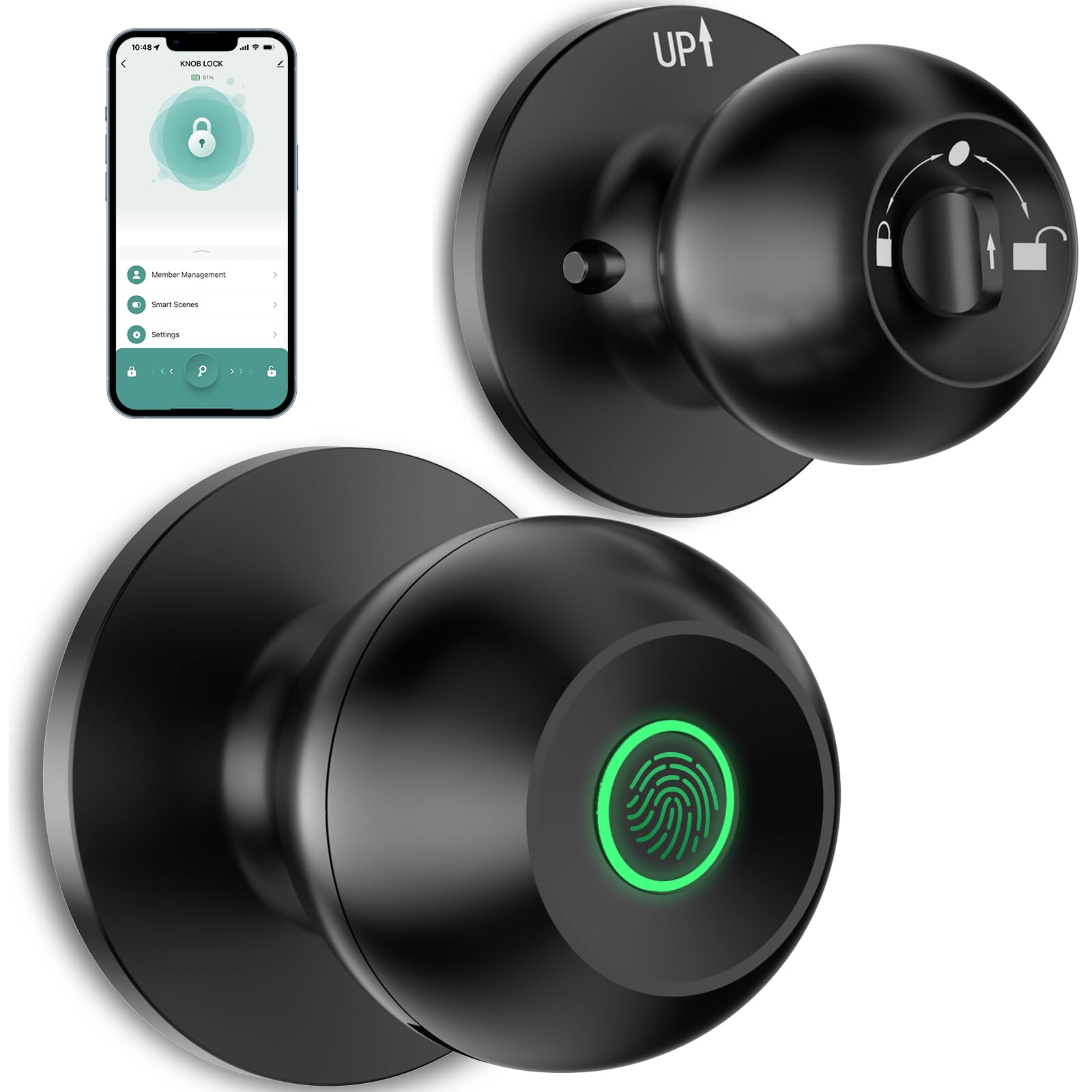 Snapklik.com : MOKEBUY Smart Door Knob, Keyless Entry Door Handle Smart ...