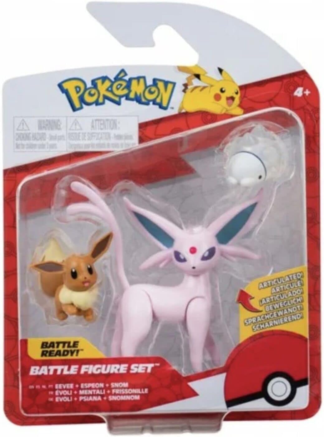Pok mon Battle Figure 3 Pack - Con Eevee da 2 pollici, Snom e 3 pollici Espeon Battle Action ...