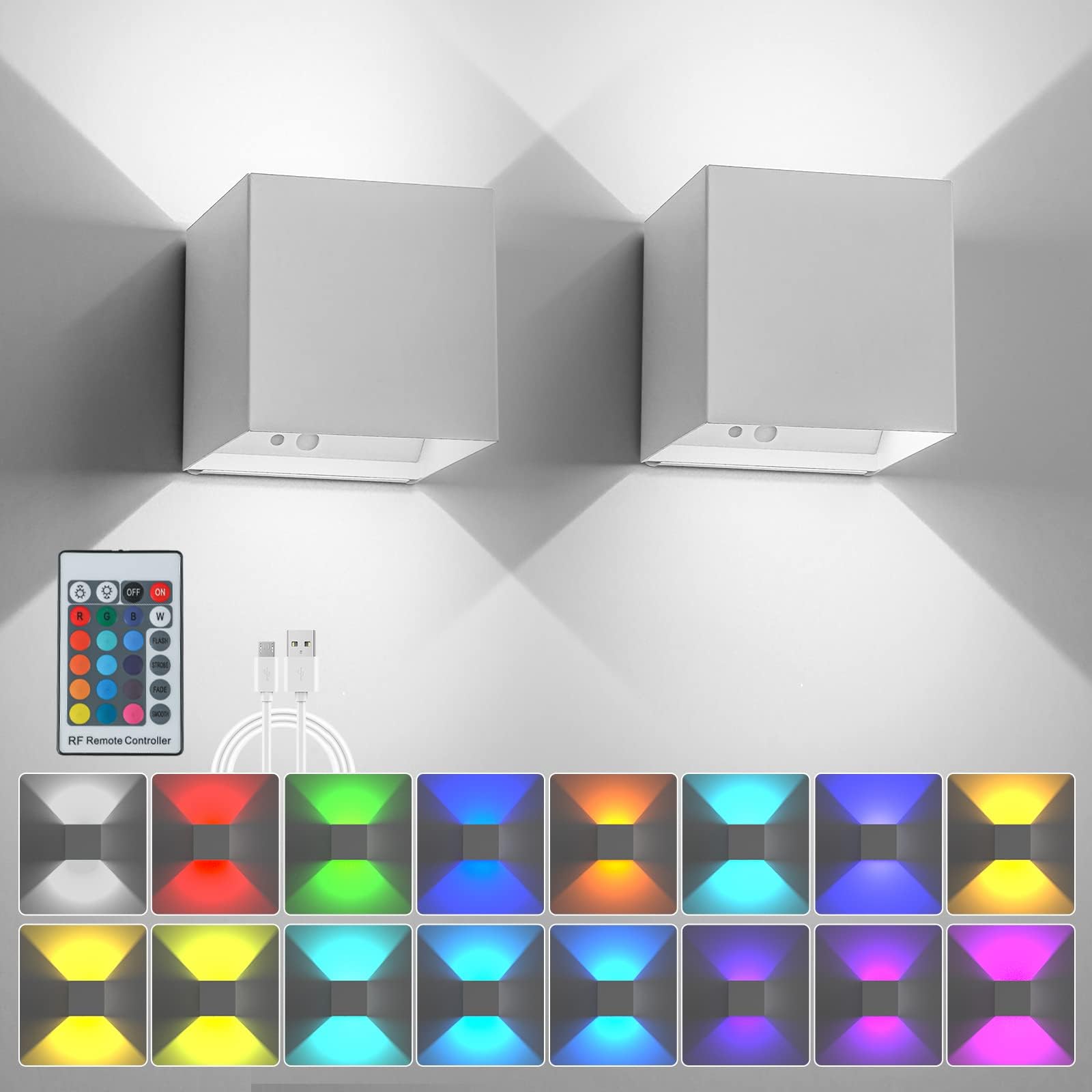 Amico 2er Set Smart LED Wandleuchten Außen/Innen, RGB LED Wandlampe mit ...