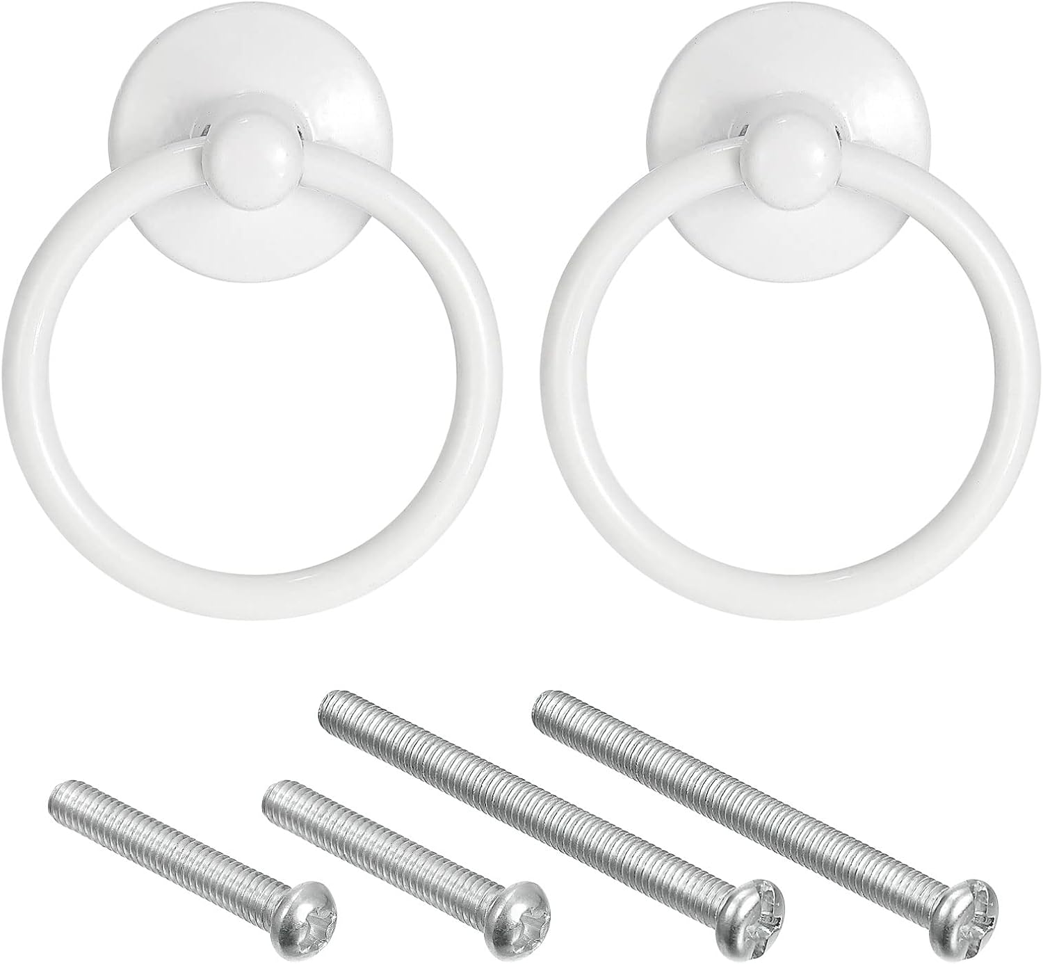 uxcell 2Pcs Round Ring Pulls, Dresser Knobs White Circle Drawer Handles ...